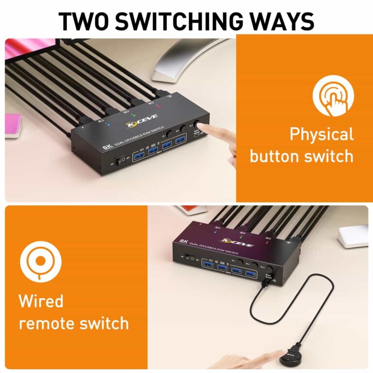 3 Ports USB3.0/Displayport DP KVM Switch Dual Display – Kceve.com