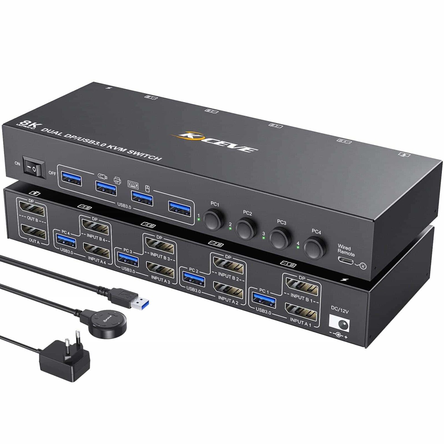 KVM402DP:4 Ports USB3.0/Displayport DP KVM Switch Dual Display(2 ...