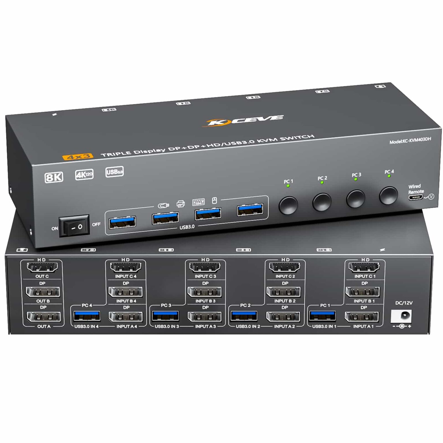 KVM403DH: 3 Monitors 4 Computers HD+Displayport,USB3.0 DP KVM Swithc,8K ...