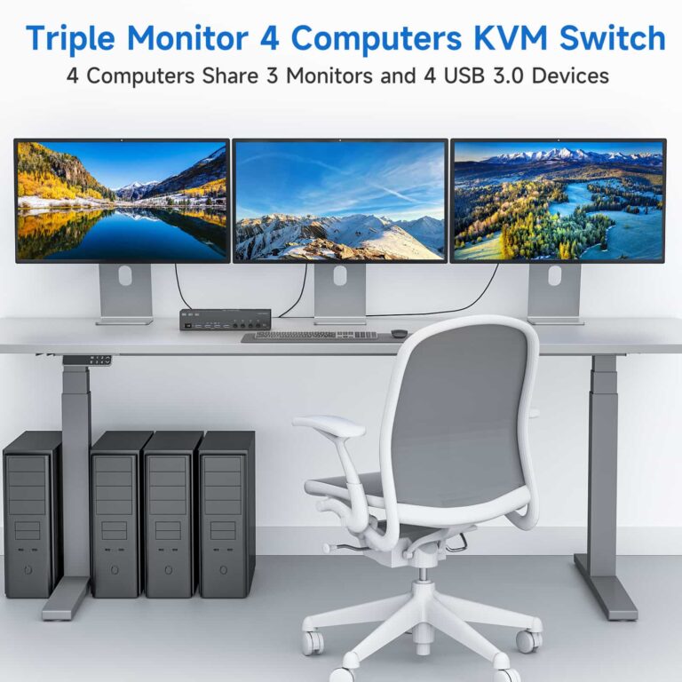 KVM403DH: 3 Monitors 4 Computers HD+Displayport,USB3.0 DP KVM Swithc,8K ...